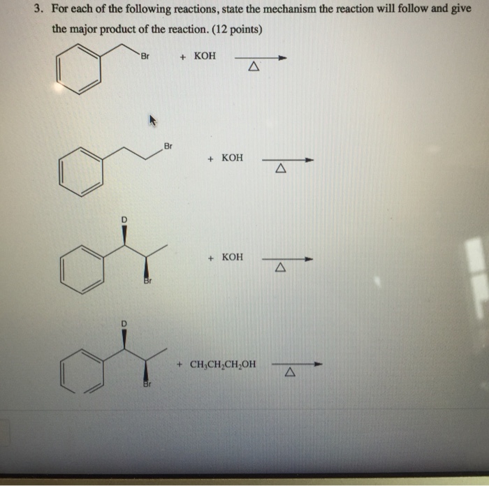 Solved 3. For each of the following reactions, state the | Chegg.com