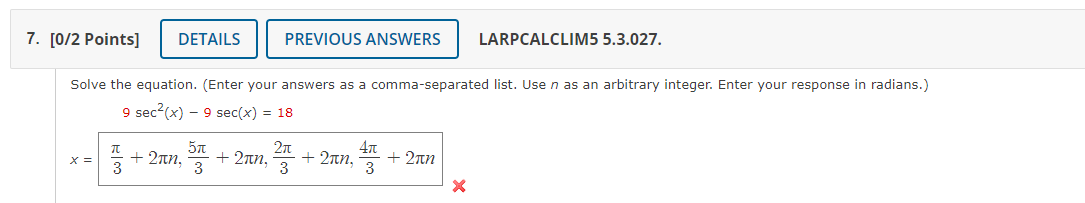 Solved Solve the equation. (Enter your answers as a | Chegg.com