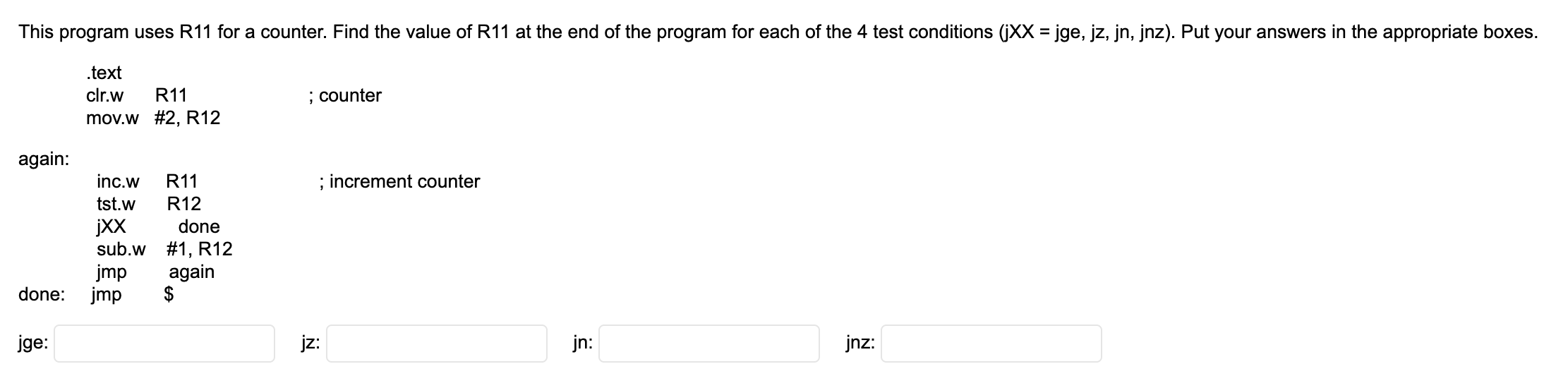 Solved This program uses R11 for a counter. Find the value | Chegg.com