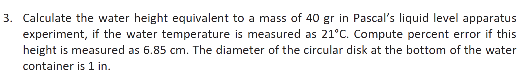 Solved 3. Calculate the water height equivalent to a mass of | Chegg.com