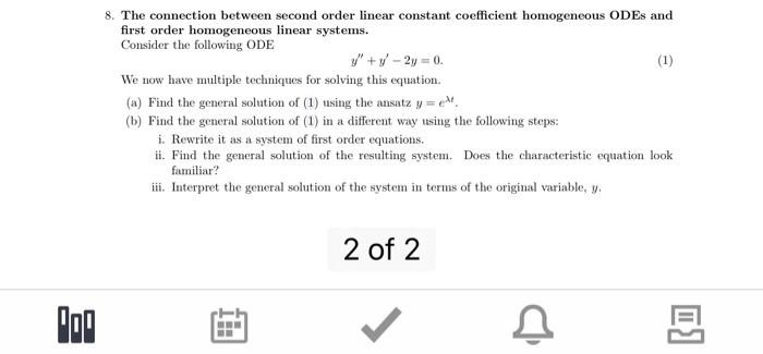 Solved The connection between second order linear constant | Chegg.com