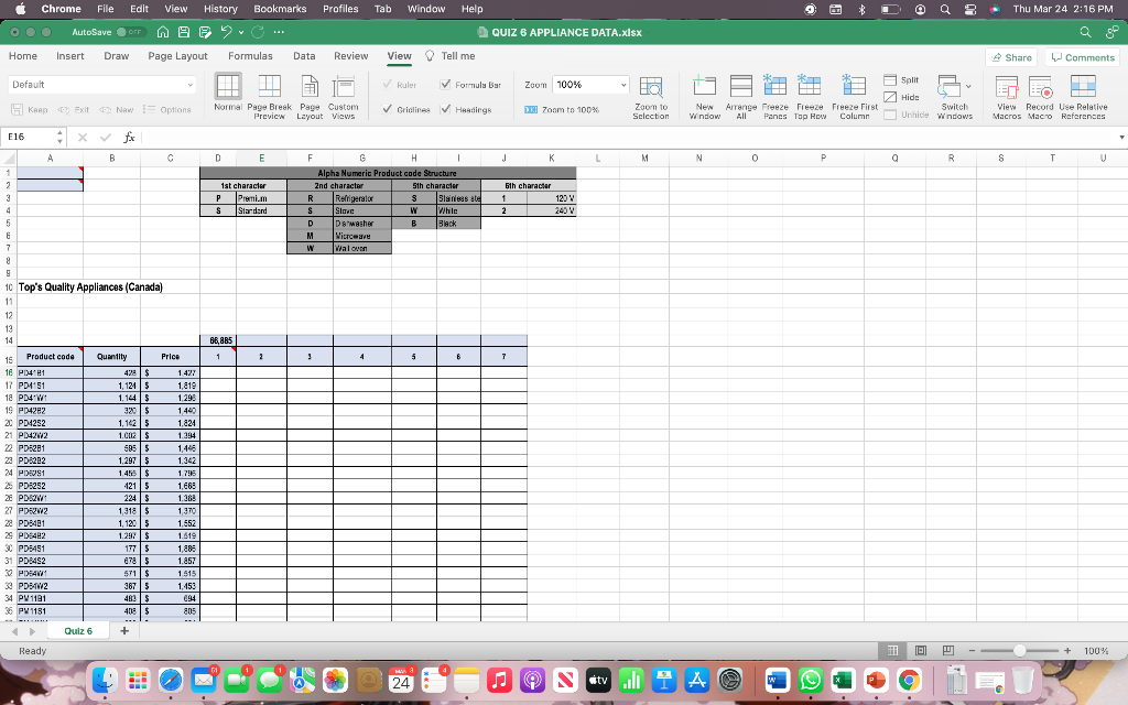 Solved In E16: Use the product code breakdown provided at | Chegg.com