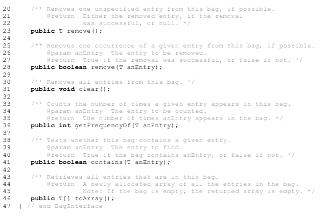 Solved Description 1 Implement The Interface Baginterface 