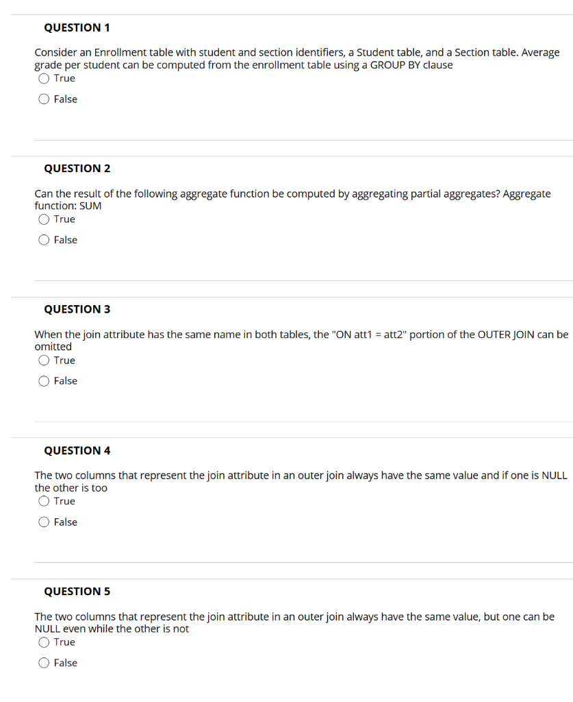 Solved QUESTION 1 Consider an Enrollment table with student | Chegg.com
