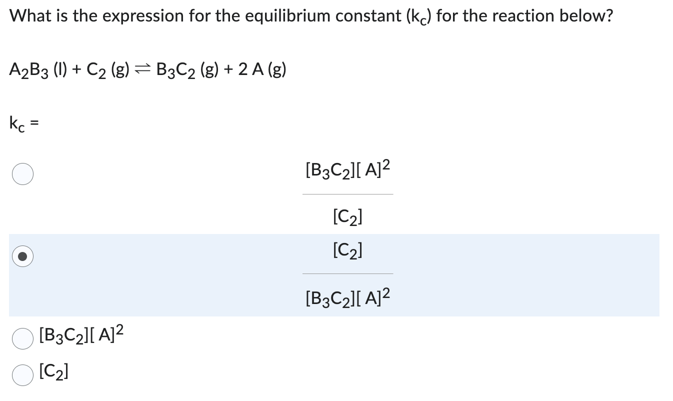 Solved What is the expression for the equilibrium constant | Chegg.com