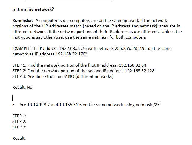 Solved Is it on my network? Reminder: A computer is on | Chegg.com