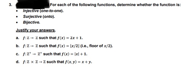 3. For each of the following functions, determine | Chegg.com