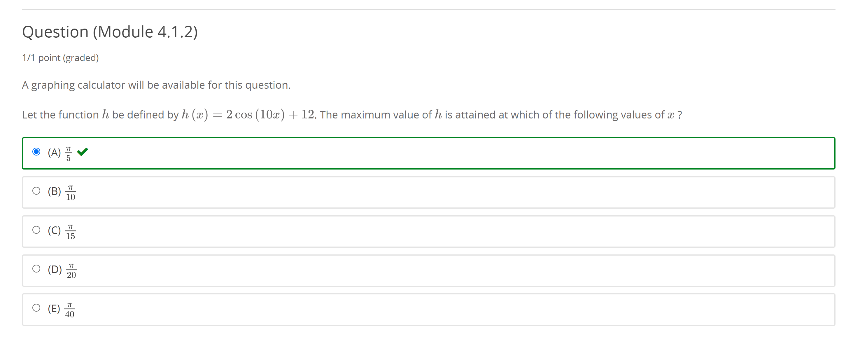 Solved 1/1 point (graded) A graphing calculator will be | Chegg.com
