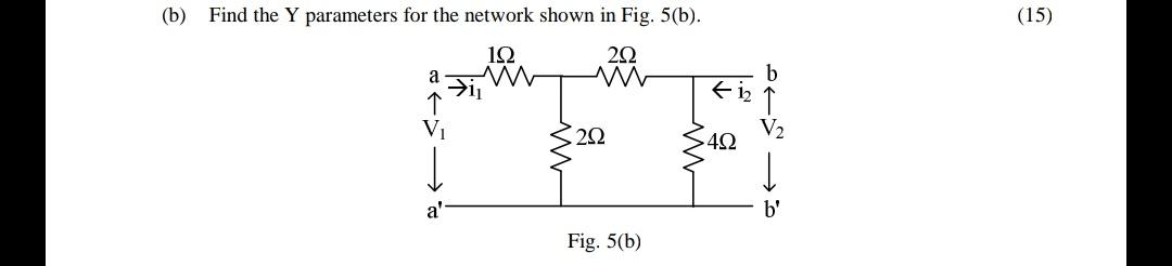 Solved (b) Find the Y parameters for the network shown in | Chegg.com
