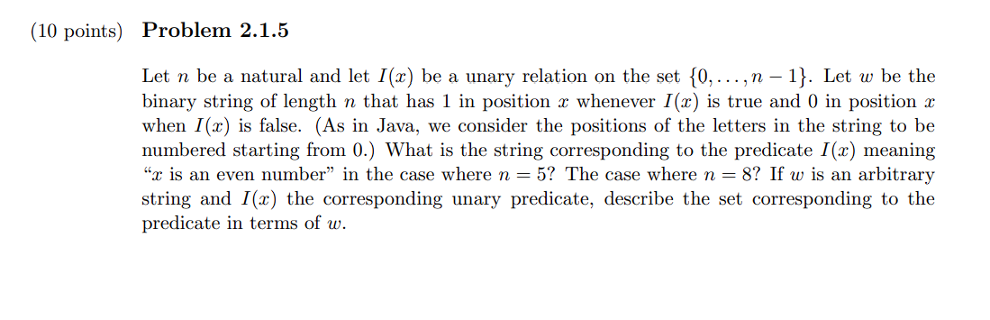 Solved Let n be a natural and let I(x) be a unary relation | Chegg.com Solved Let n be a natural and let I(x) be a unary relation | Chegg.com
