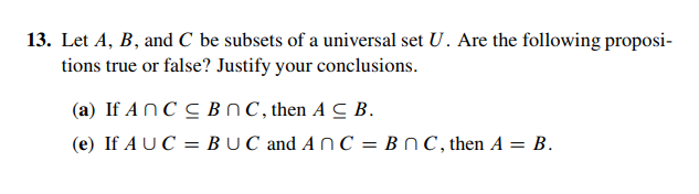 Solved 13. Let A, B, and C be subsets of a universal set U. | Chegg.com