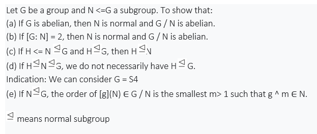 Solved Let G be a group and N