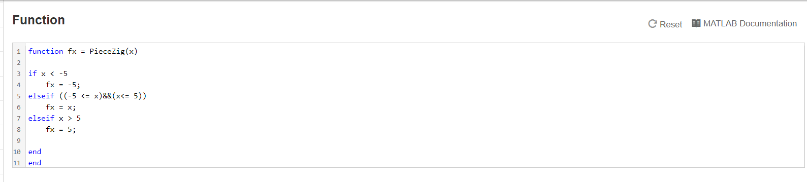 Solved Function C Reset Dmatlab Documentation Function Fx