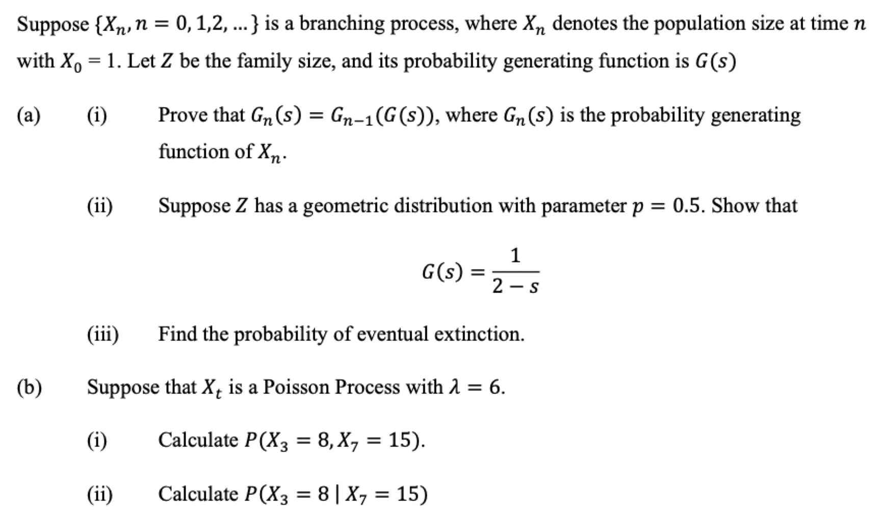Suppose {xn,n=0,1,2,dots} ﻿is a branching process, | Chegg.com