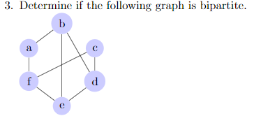 Solved 3. Determine if the following graph is bipartite. b. | Chegg.com