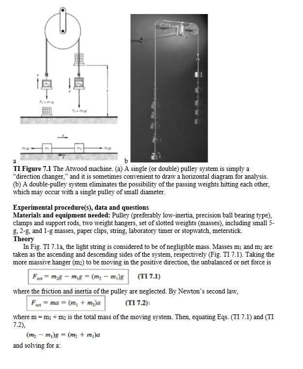 Solved Lab 5 Newton's Second Law: The Atwood Machine | Chegg.com