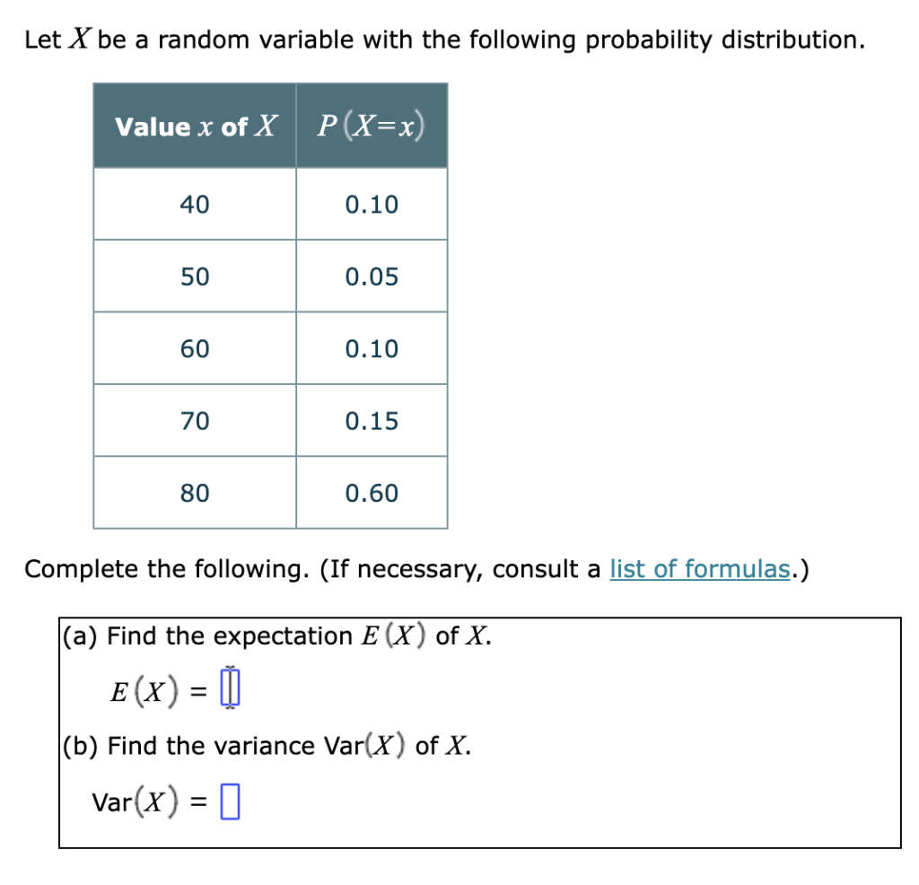 Solved Let X be a random variable with the following | Chegg.com