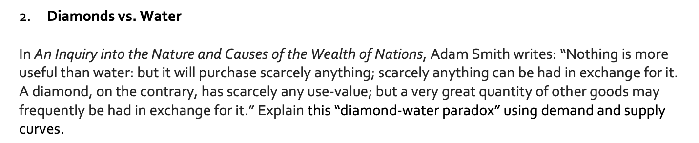 Solved 2. Diamonds vs. Water In An Inquiry into the Nature | Chegg.com