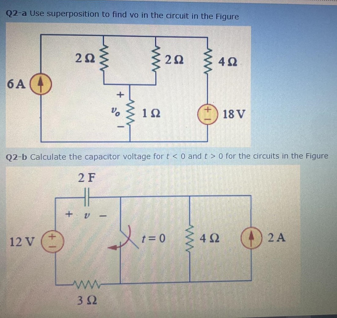Solved Q2-a Use superposition to find vo in the circuit in | Chegg.com