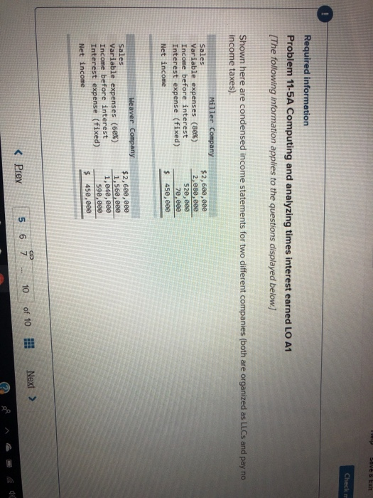 Solved Problem 11-5A Computing and analyzing times interest | Chegg.com