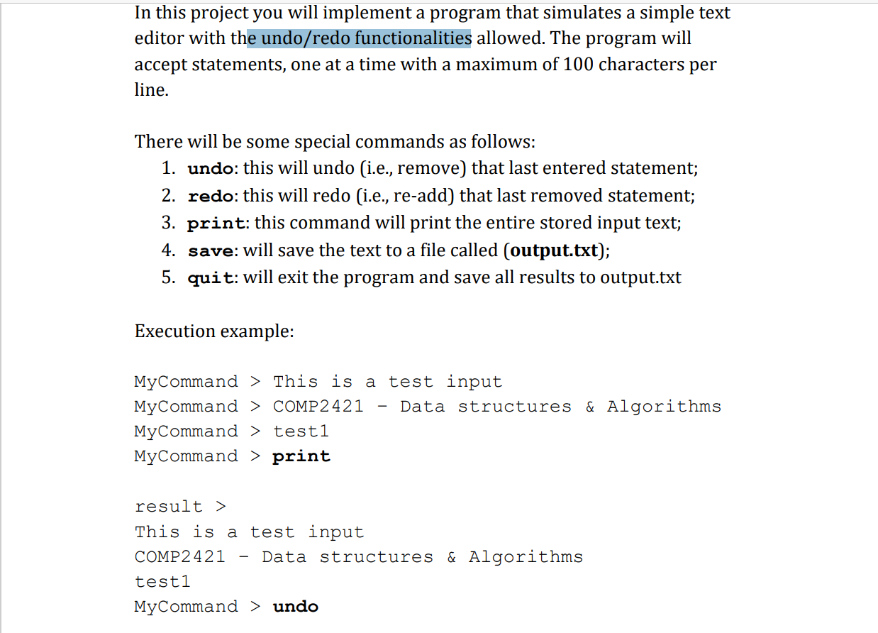 Solved Note: In your implementation, each statement should | Chegg.com