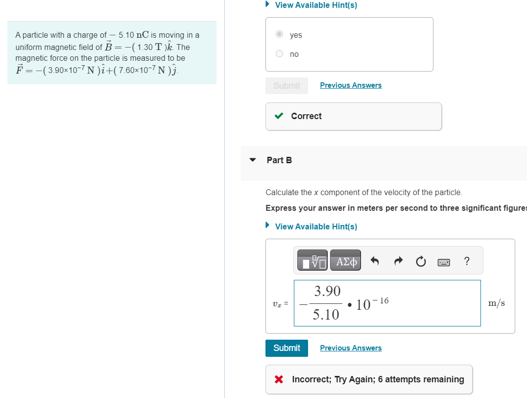 Solved A particle with a charge of −5.10nC is moving in a | Chegg.com