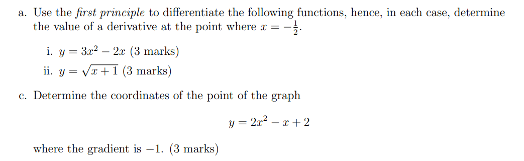 Solved a. Use the first principle to differentiate the | Chegg.com