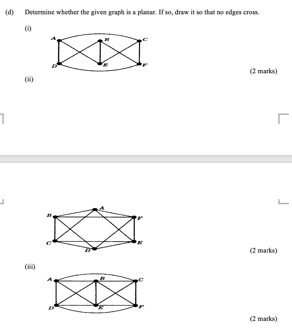 Solved (d) Determine whether the given graph is a planar. If | Chegg.com