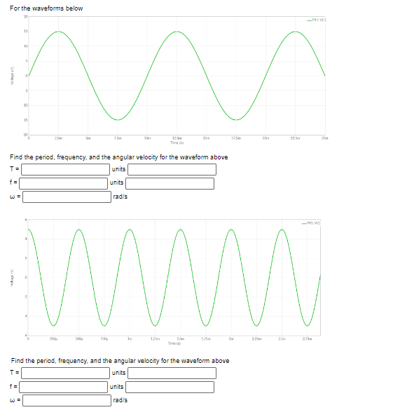 Solved For the waveforms below Find the period, frequency, | Chegg.com