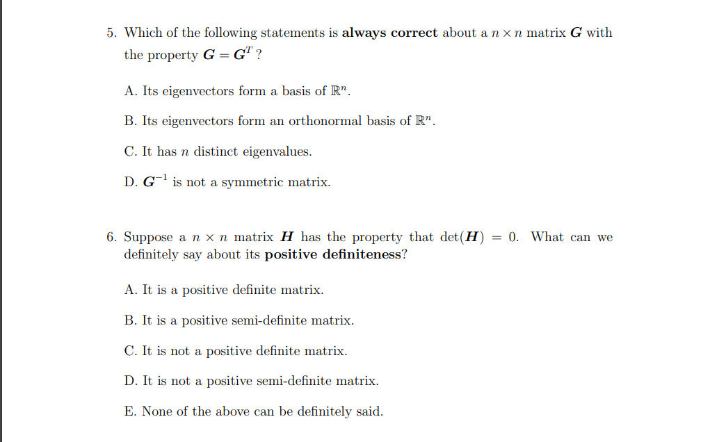 Solved 5. Which of the following statements is always | Chegg.com