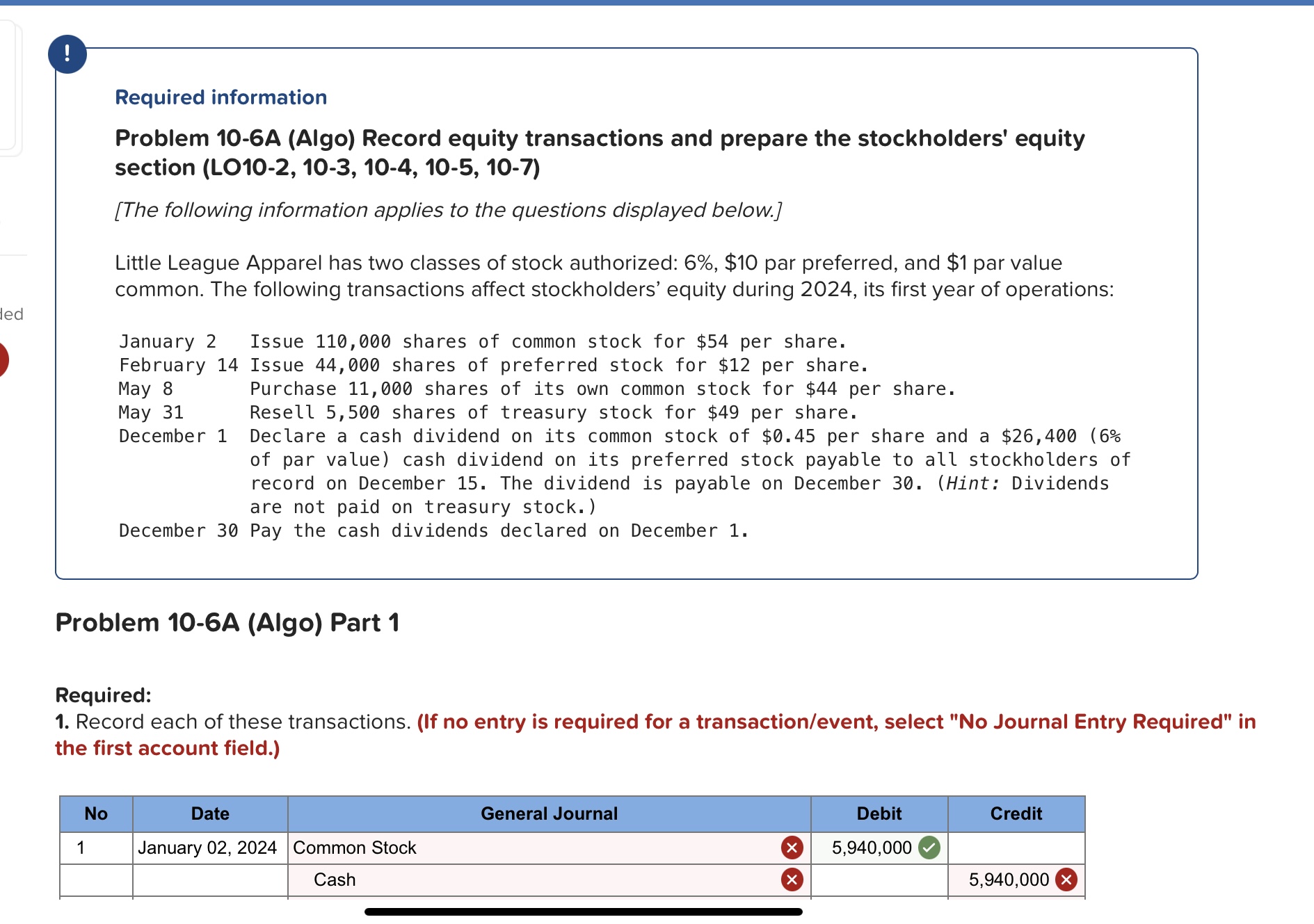 Solved Required information Problem 10-6A (Algo) Record | Chegg.com