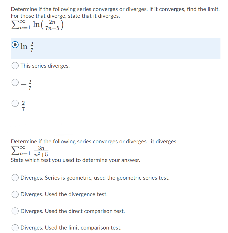 Solved Determine if the following series converges or | Chegg.com