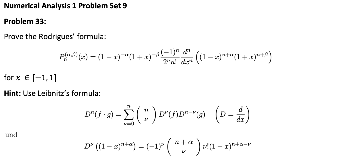Solved Numerical Analysis 1 Problem Set 9 Problem 33: Prove | Chegg.com