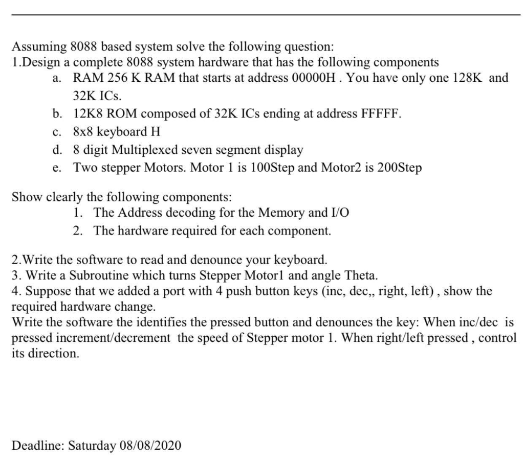 a. Assuming 8088 based system solve the following | Chegg.com