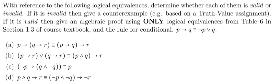 Need help adding truth value assignments to those | Chegg.com