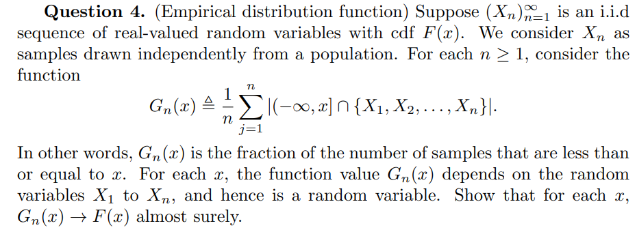 Question 4. (Empirical distribution function) Suppose | Chegg.com
