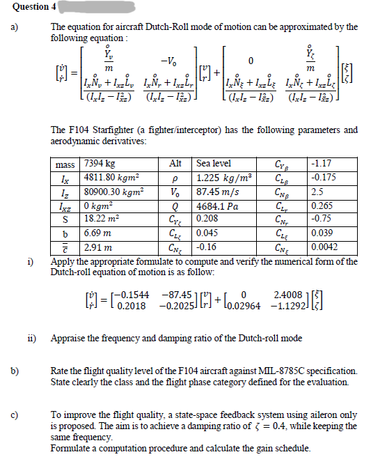 Solved Hi, ﻿i need help with this flight control & stability | Chegg.com