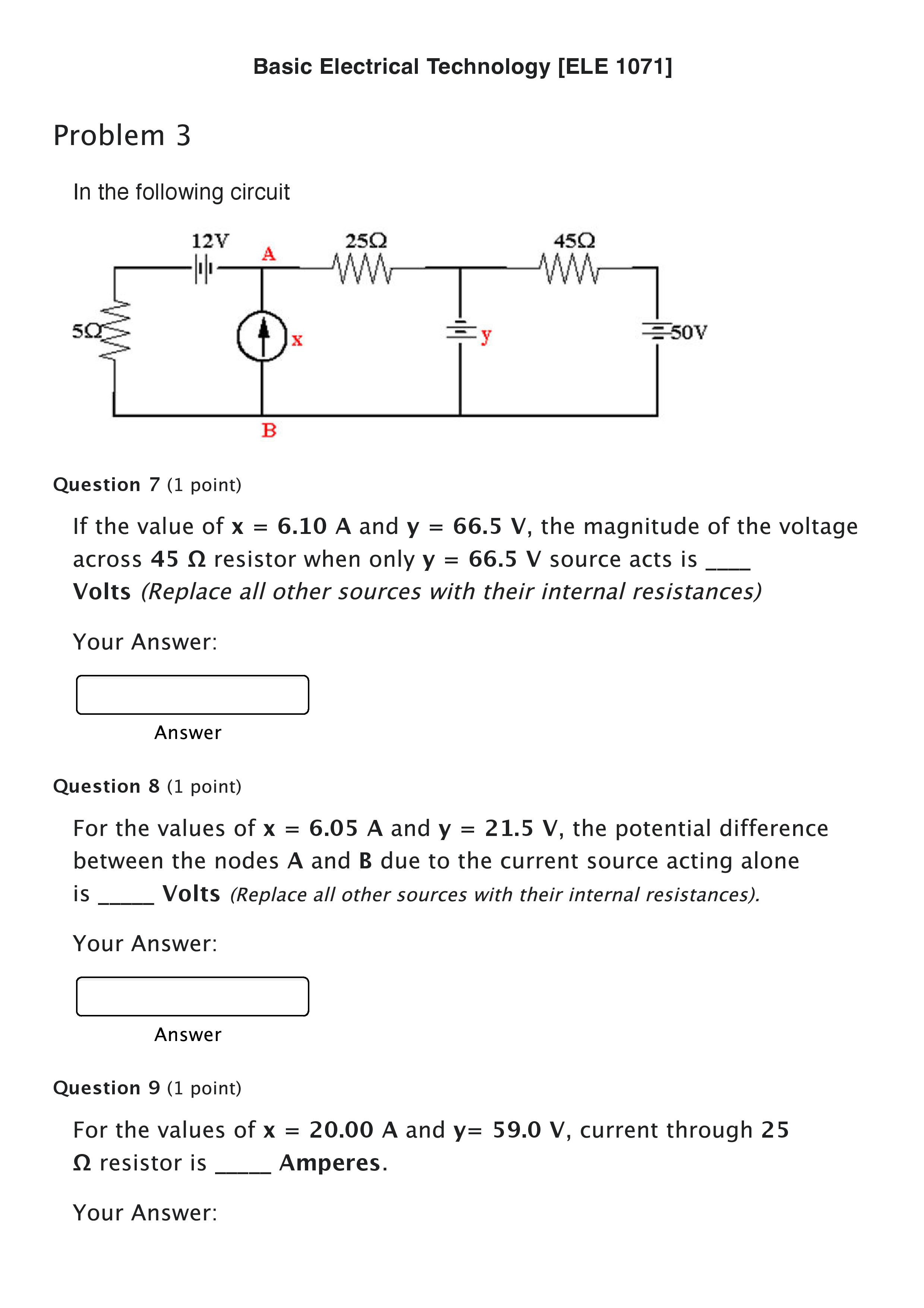 Solved Basic Electrical Technology [ELE 1071] Problem 3 In | Chegg.com