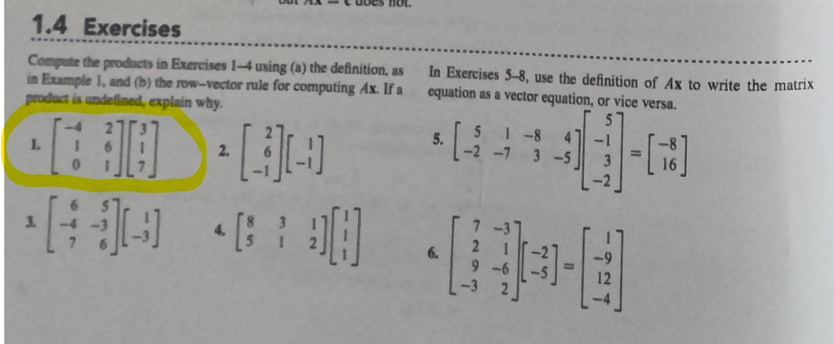 Solved Compute the prodincts in Exercises 1−4 using (a) the | Chegg.com