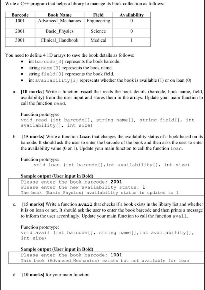 Solved Write a C++ program that helps a library to manage | Chegg.com