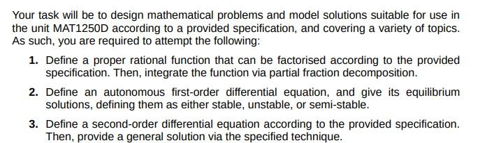 Solved Your task will be to design mathematical problems and | Chegg.com