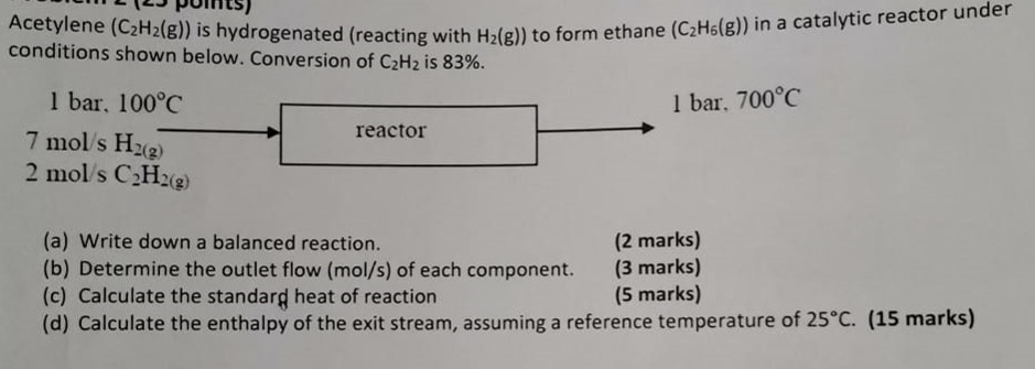 Solved Acetylene (C2H2((g))){:H2((g))) to ﻿form ethane | Chegg.com