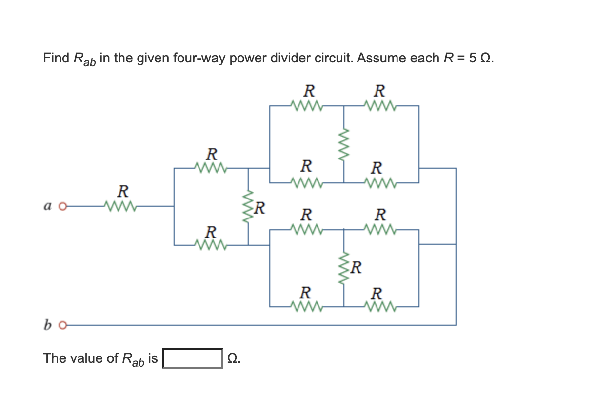 Solved Find Rab in the given four-way power divider circuit. | Chegg.com