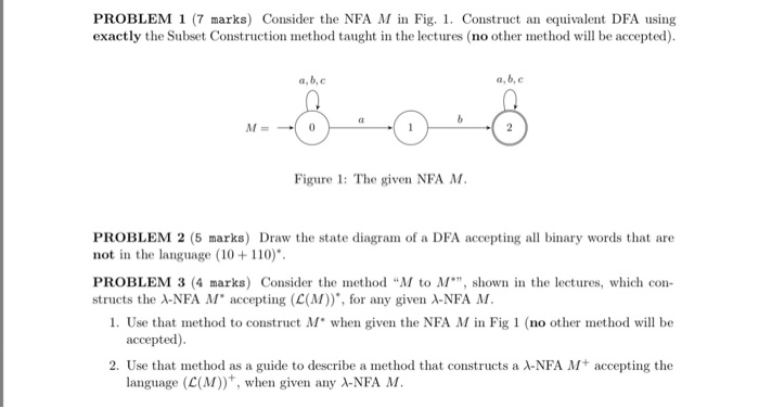 Solved Consider the NFA M in Fig. 1. Construct an equivalent | Chegg.com