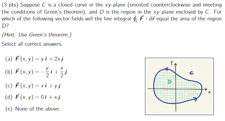 Solved 3 Pts Suppose C Is A Closed Curve In The Xy Plane 