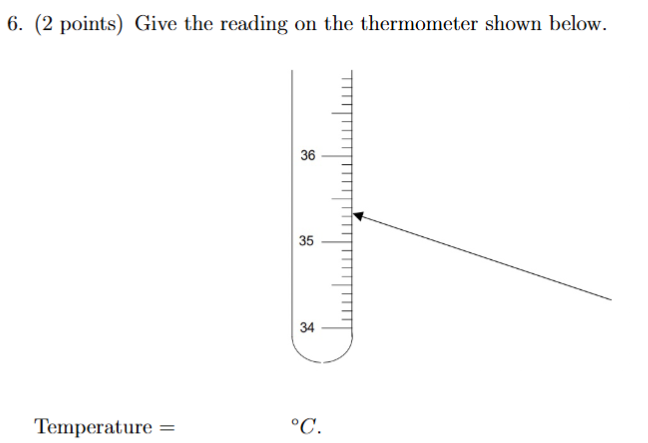 Solved (2 ﻿points) ﻿Give the reading on the thermometer | Chegg.com