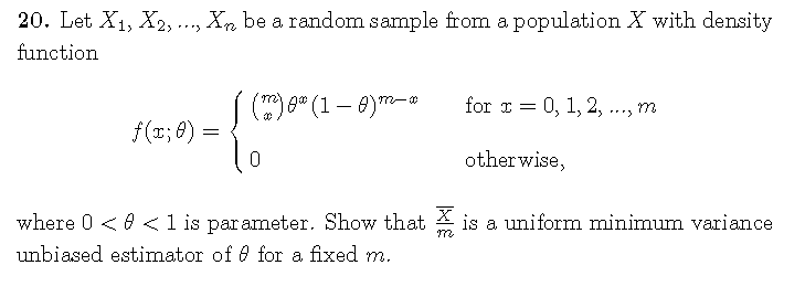 Solved 20. Let Xi, X2, .., Xn be a random sample from a | Chegg.com