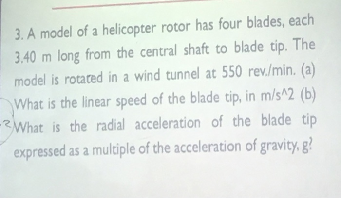 Solved 3. A model of a helicopter rotor has four blades, | Chegg.com