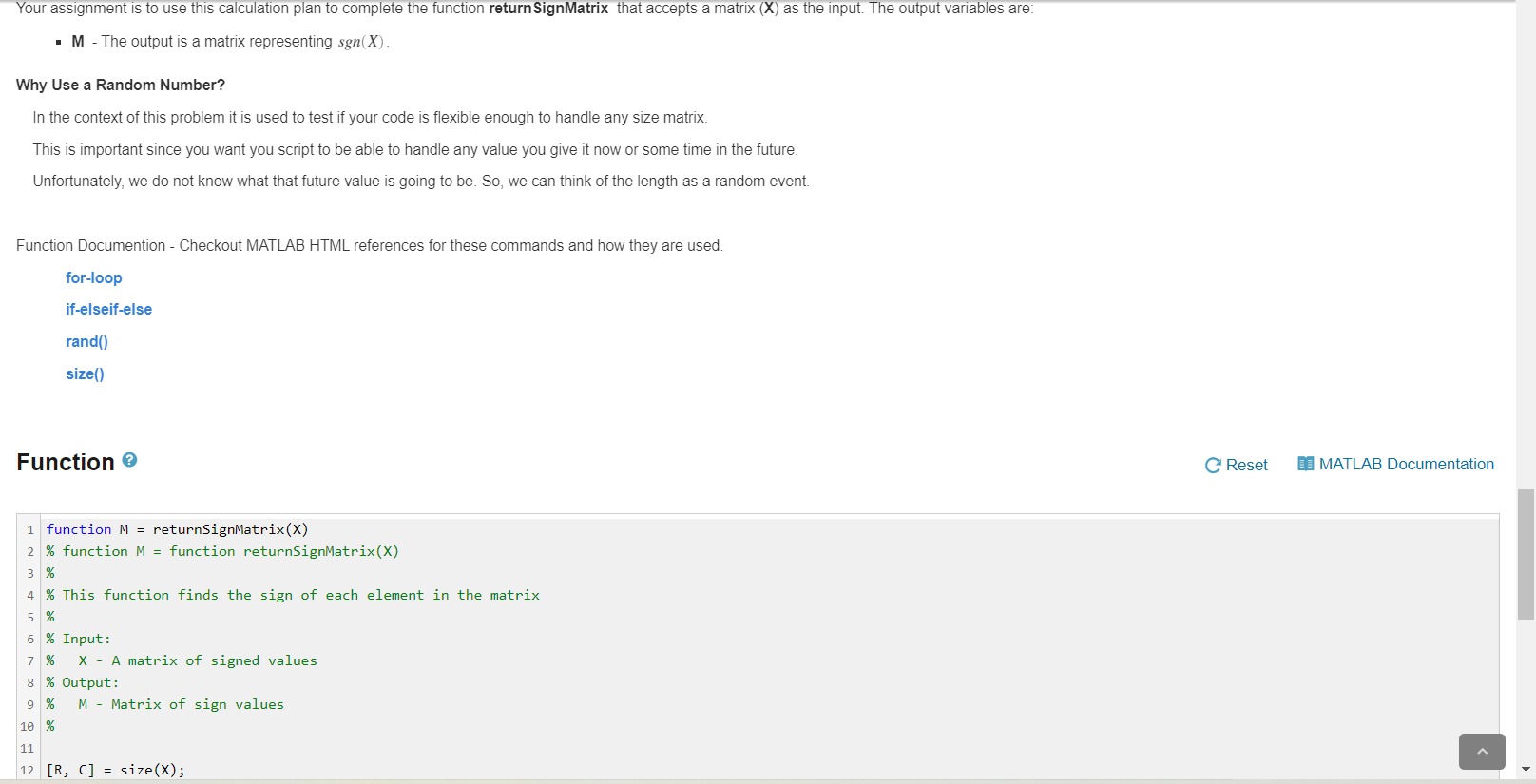 Solved Function Documention - Checkout MATLAB HTML | Chegg.com