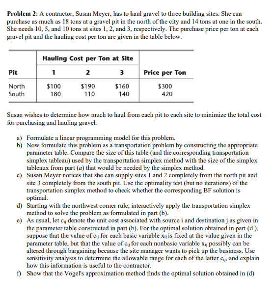 Solved Problem 2: A contractor, Susan Meyer, has to haul | Chegg.com